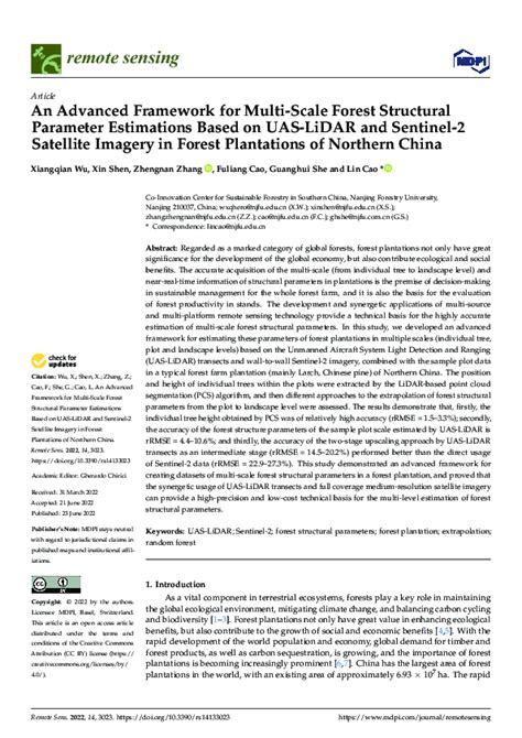 Pdf An Advanced Framework For Multi Scale Forest Structural Parameter Estimations Based On Uas