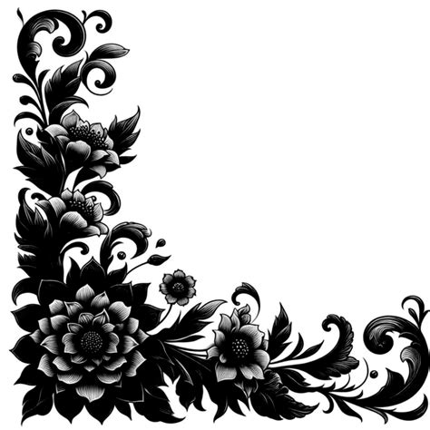 Black Flower Border Pngs For Free Download