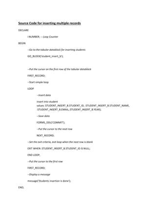 Source Code For Insert Multiple Rows Database PDF