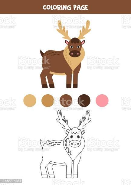 귀여운 만화 순록을 색칠하세요 아이들을 위한 워크시트 0명에 대한 스톡 벡터 아트 및 기타 이미지 0명 갈색 겨울 Istock
