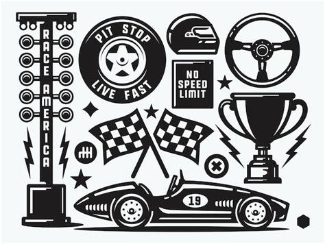 Premium Vector Vintage Set Of Racing Elements
