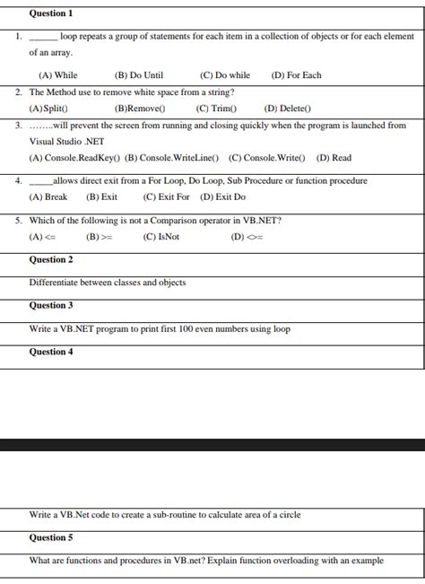 Solved 1 Loop Repeats A Group Of Statements For Each Item