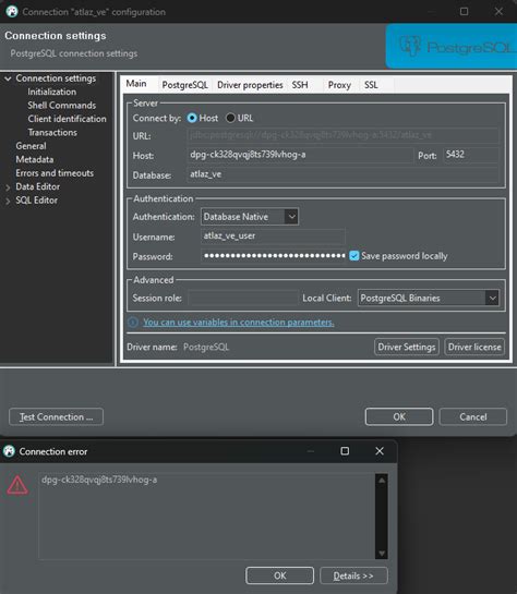 I Cant Establish A Connection To Postgresql With Dbeaver Render
