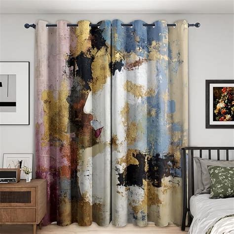 Abstract Art Curtains For Living Room Modern Blackout Curtains For