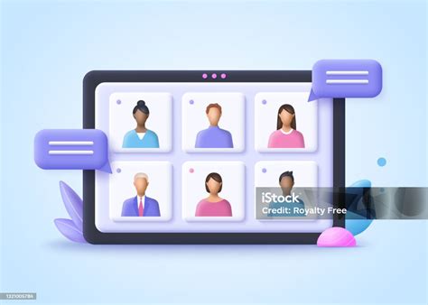 온라인 미팅 가상 컨퍼런스 화상 통화 브리핑 팀워크 컨셉 3d 사실적 벡터 일러스트레이션 3차원 형태에 대한 스톡 벡터 아트 및 기타 이미지 Istock