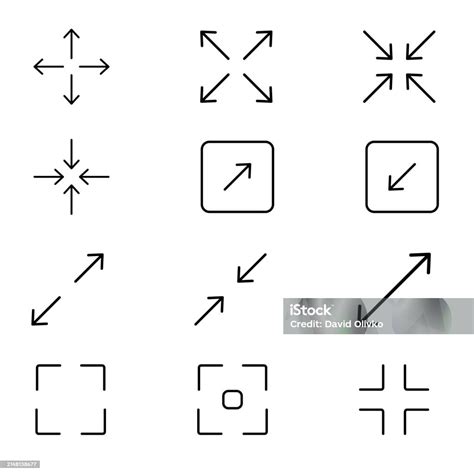 Maximize And Minimize Screen Buttons Editable Stroke Outline Icons Set