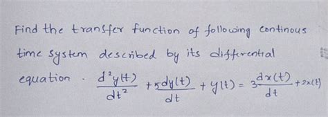 find the transfer function of following continuous time system