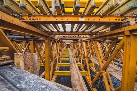 Bridge Construction Spatial Structure Of Bridge Structural Elements And Scaffolding Stock