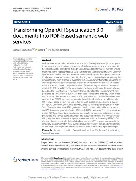 Pdf Transforming Openapi Specification 30 Documents Into Rdf Based Semantic Web Services