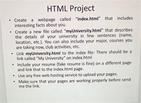Solved Html Project • Create A Webpage Called Indexhtml