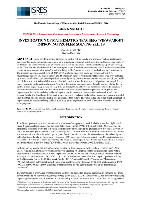 Pdf Investigation Of Mathematics Teachers Views About Improving