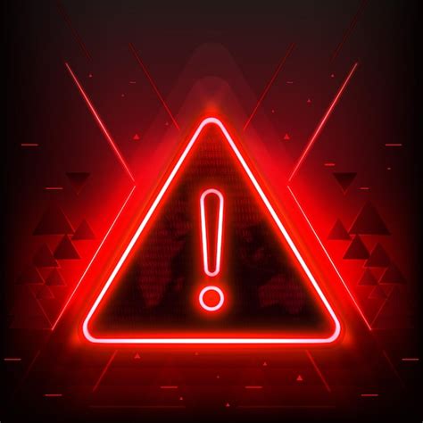 Premium Vector Attention Danger Hacking Neon Symbol On Red Map Background Hack Attack