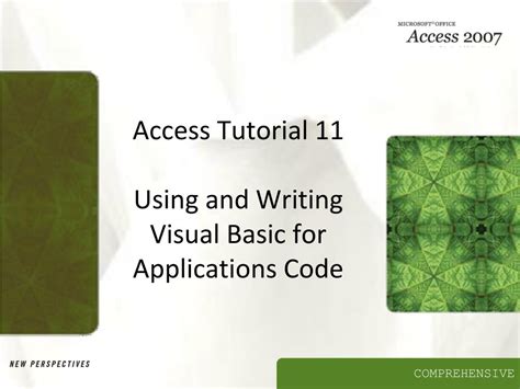 Ppt Access Tutorial 11 Using And Writing Visual Basic For