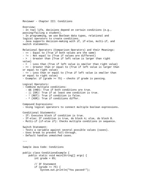 Java Conditional Statements Explained Pdf Boolean Data Type