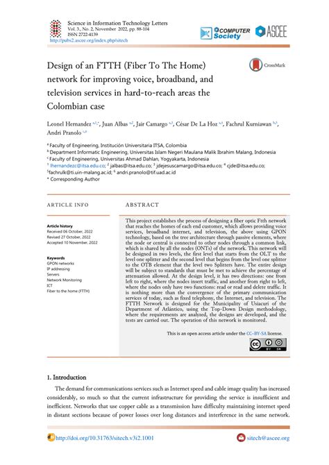 Pdf Design Of An Ftth Fiber To The Home Network For Improving Voice Broadband And
