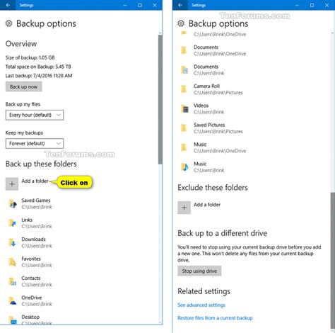 add or remove folders for file history in windows 10 tutorials