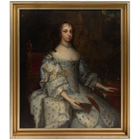 Portrait Oil Painting Of Queen Catherine Of Braganza Mid To Late 17th