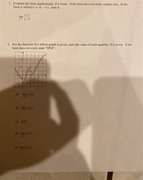 solved 1 evaluate the limit algebraically if it exists if