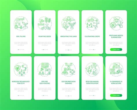 Premium Vector Agriculture Technology Onboarding Mobile App Page Screen With Concepts Set