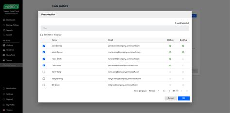 Performing Bulk Restore Veeam Data Cloud For Microsoft 365