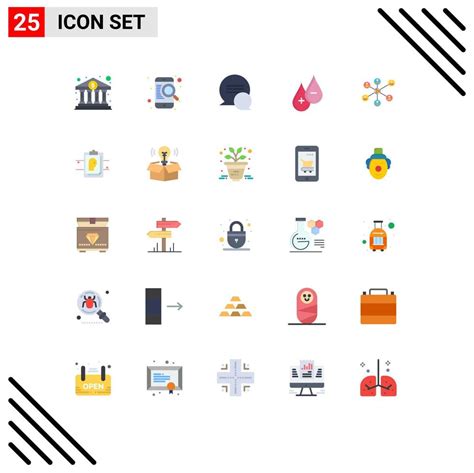 Mobile Interface Flat Color Set Of 25 Pictograms Of Internet Minus Chat Plus Drop Editable