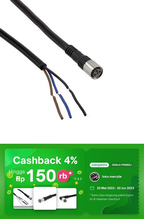Promo Kabel Sensor M8 10 Meter Omron Cable Connector 3 Pin On Ori Proximity Kab Tangerang