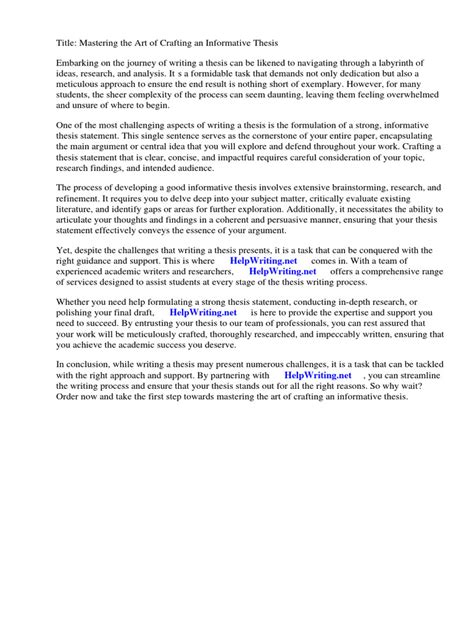 How To Write A Good Informative Thesis Pdf Essays Thesis