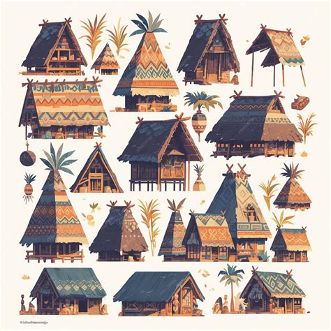 Filipino Nipa Hut Patterns With Traditional House Elements Premium Ai Generated Vector