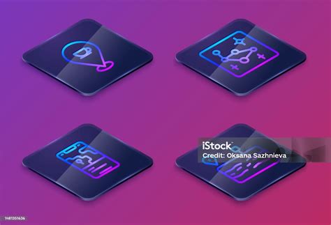 커피 컵 도시지도 탐색 그레이트 베어 별자리 및 부서진 도로로 등각 선 위치를 설정하십시오 파란색 사각형 버튼 벡터 3차원 형태에 대한 스톡 벡터 아트 및 기타 이미지