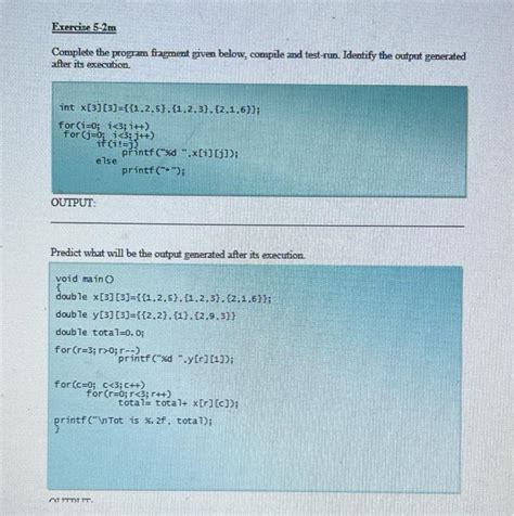 Solved Exercise 5 2m Complete The Program Fragment Given