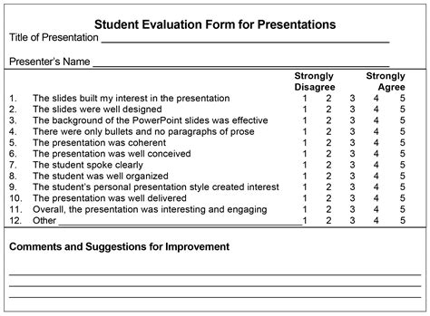 Presentation Evaluation Form Templates