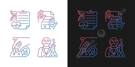 Gradient Icons Set For Dark And Light Mode With Experimental Research Vector Healthcare