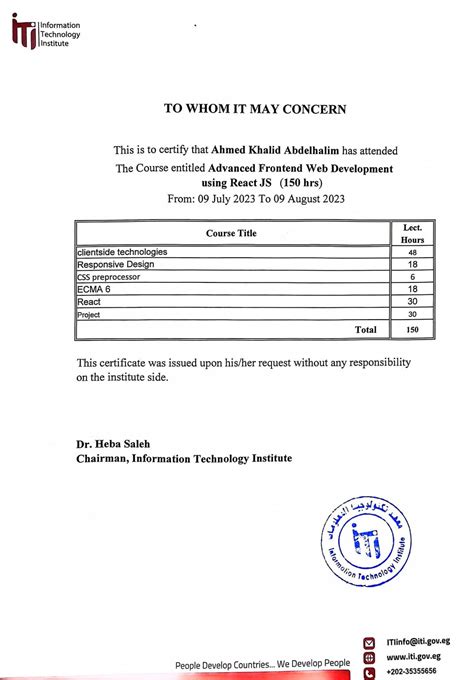 Ahmed Khalid On Linkedin Frontenddevelopment React Technologyeducation Iti Summertraining