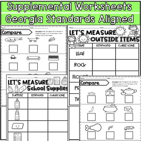 Non Standard Measurement First Grade New Ga Math Standards Aligned