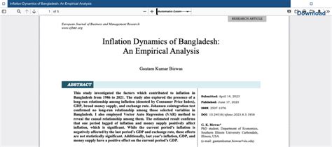 Pdf Inflation Dynamics Of Bangladesh An Empirical Analysis Inflation Dynamics Of Bangladesh