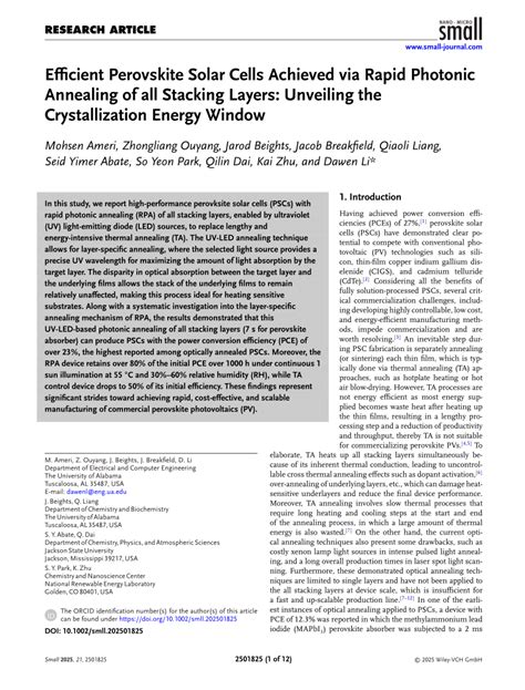 Efficient Perovskite Solar Cells Achieved Via Rapid Photonic Annealing Of All Stacking Layers