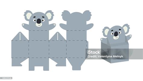 과자 사탕 작은 선물에 대한 귀여운 파티 호의 상자 코알라 디자인 어떤 목적을 위한 Diy 패키지 템플릿 생일 베이비 샤워
