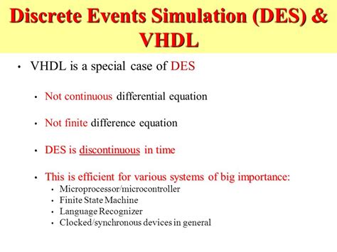 discrete event simulation and vhdl prof k j hintz dept of electrical
