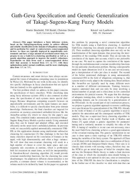 Pdf Gath Geva Specification And Genetic Generalization Of Takagi
