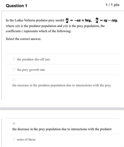 Solved In The Lotka Volterra Predator Prey Model