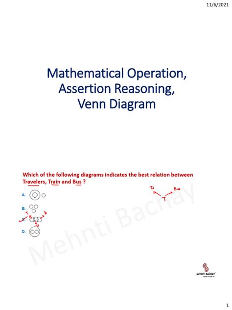 Day 32 Lecture 2 Mathematical Operation Assertion Reasoning Venn Diagram Pdf Hemoglobin