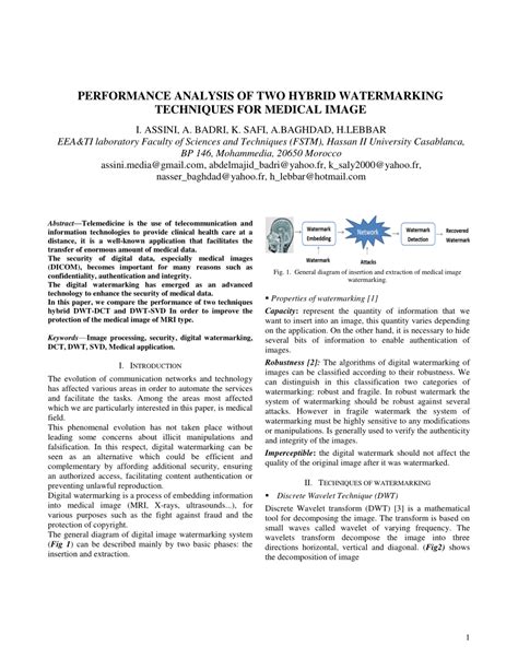 Pdf Performance Analysis Of Two Hybrid Watermarking Techniques For
