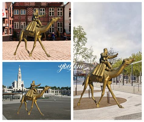Golden Racing Camel With A Sitting Man Statue Youfine Art