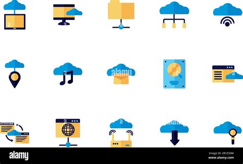 Bundle Of Cloud Computing Flat Style Icons Stock Vector Image And Art Alamy