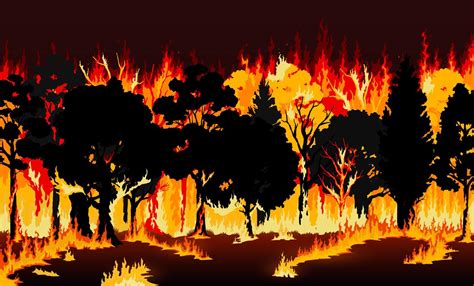 Forest Fire Burning Trees And Grass Background 20402558 Vector Art At