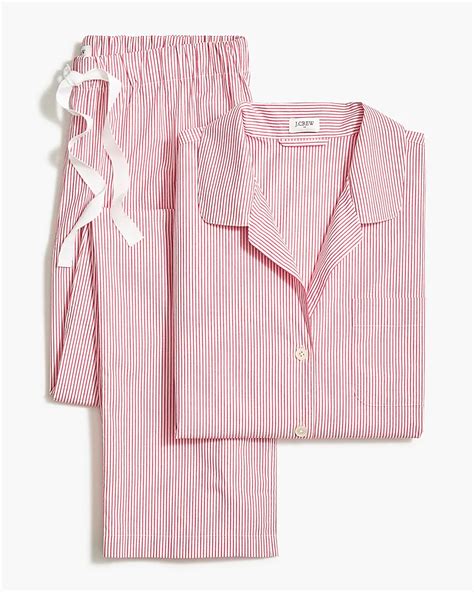 Long Sleeve Striped Cotton Poplin Pajama Set For Women Factory
