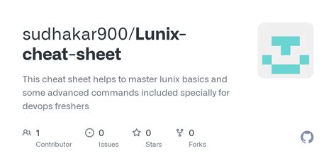 Github Sudhakar900lunix Cheat Sheet This Cheat Sheet Helps To Master Lunix Basics And Some