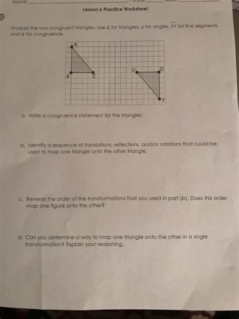 Solved Name Lesson 6 Practice Worksheet Analyze The Two Chegg Com
