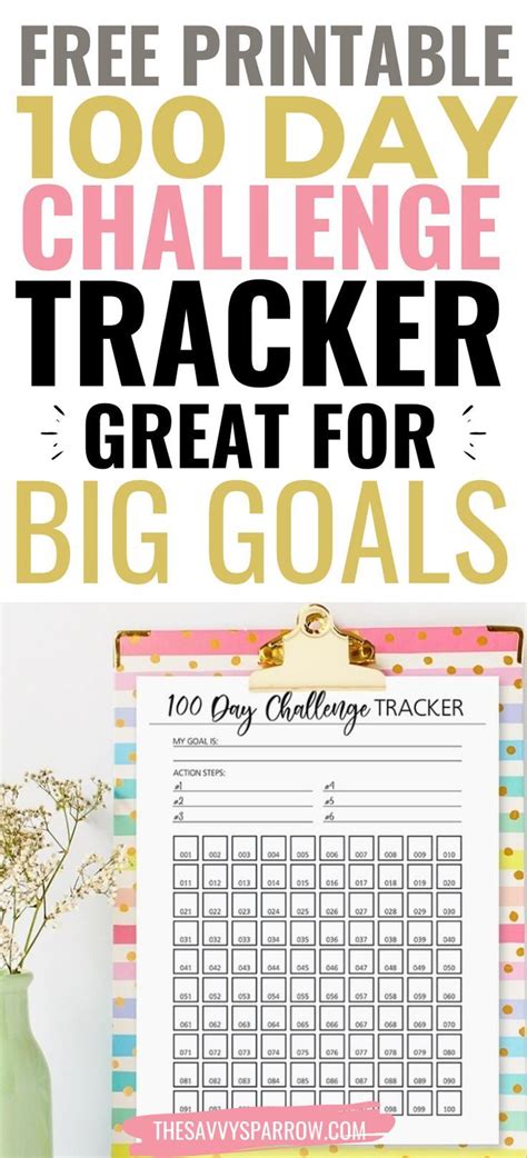 printable 100 day challenge