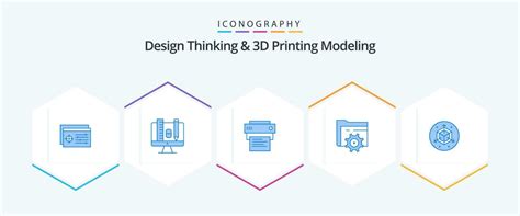 Design Thinking And D Printing Modeling 25 Blue Icon Pack Including Modification Computing
